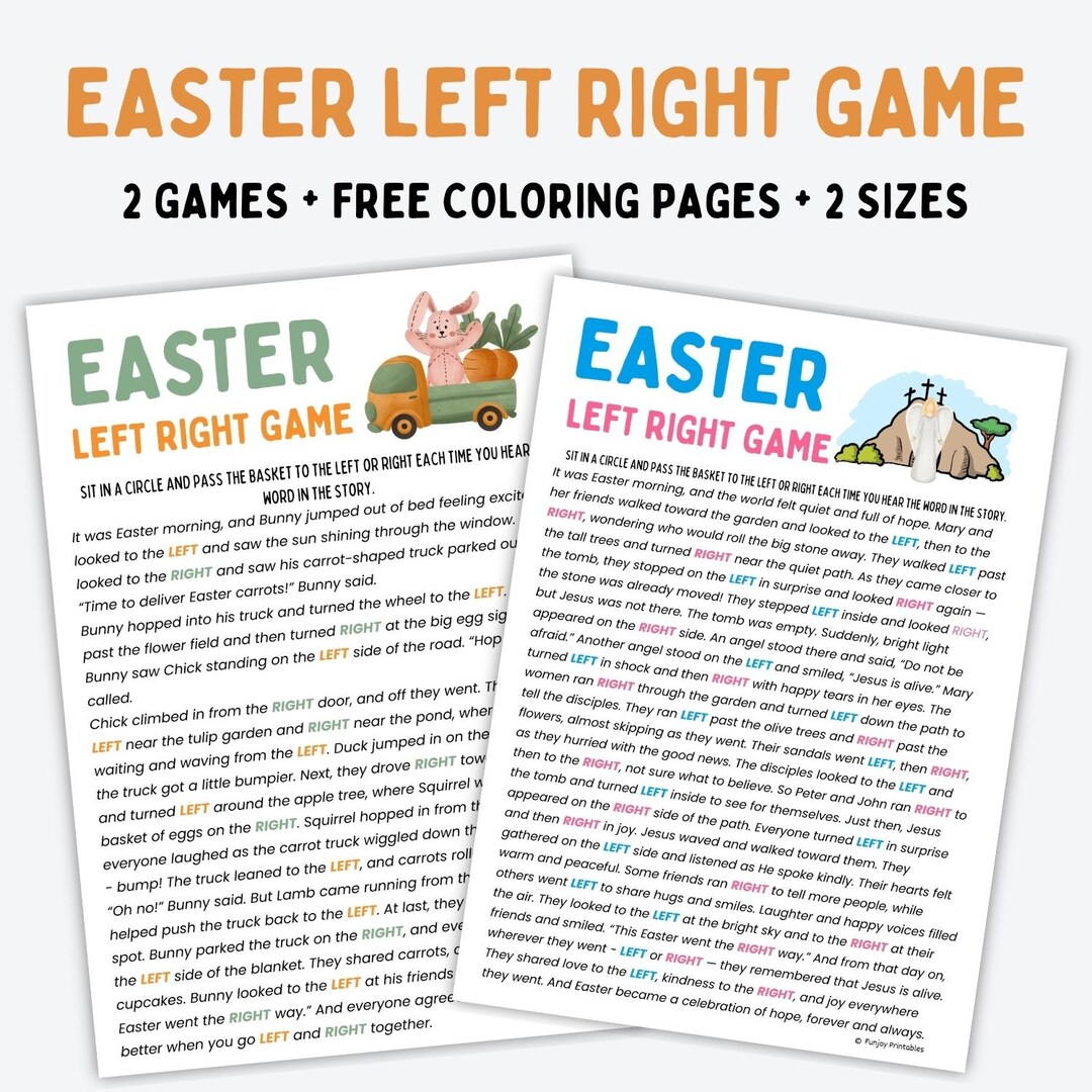 PRINTABLE Easter Left Right Game Kids, Easter Party Game, Pass the ...