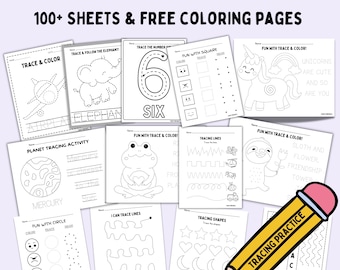 50 Preschool Line Tracing Worksheets Bundle,lines Trace Pages Printable ...
