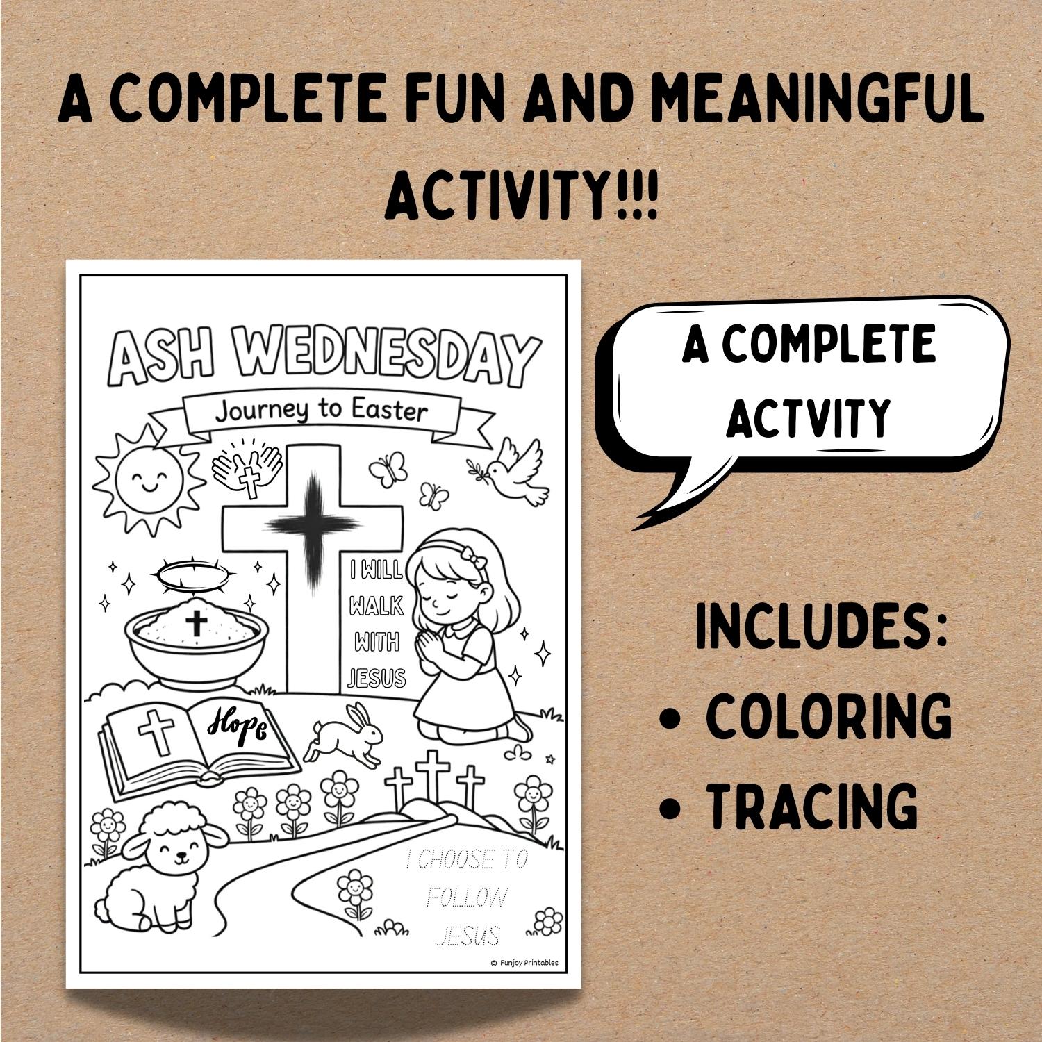 Ash Wednesday Coloring Page PRINTABLE, Catholic Lent Activity, Journey ...