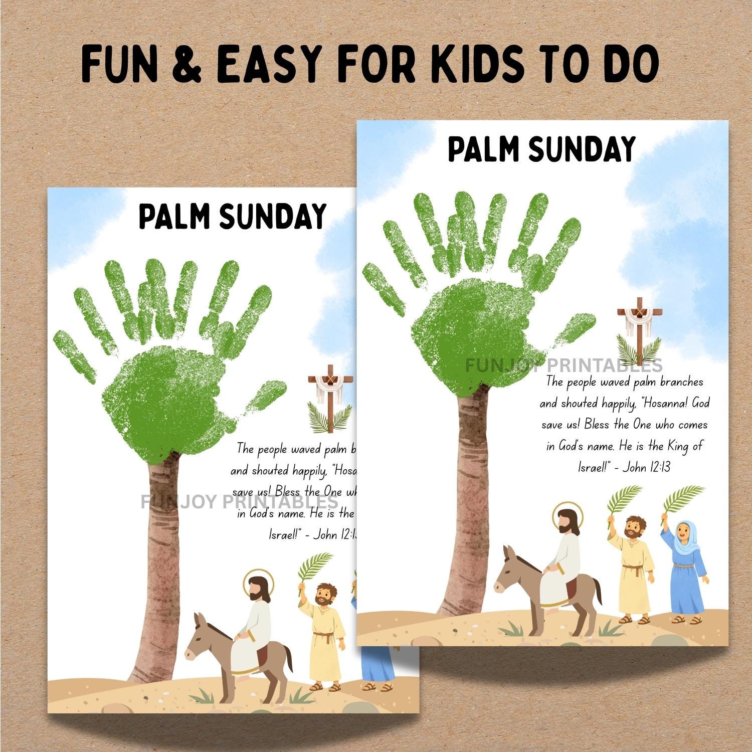 Palm Sunday Handprint Craft Printable, Christian Easter Activity for ...