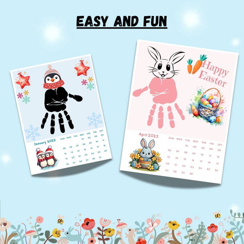 Handprint Calendar 2025, Handprint Craft, Footprint Craft, Kids Toddler ...