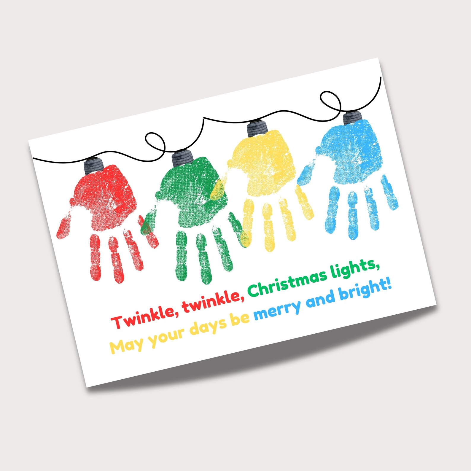 Handprint Christmas Lights, Christmas Handprint Art Crafts Template ...