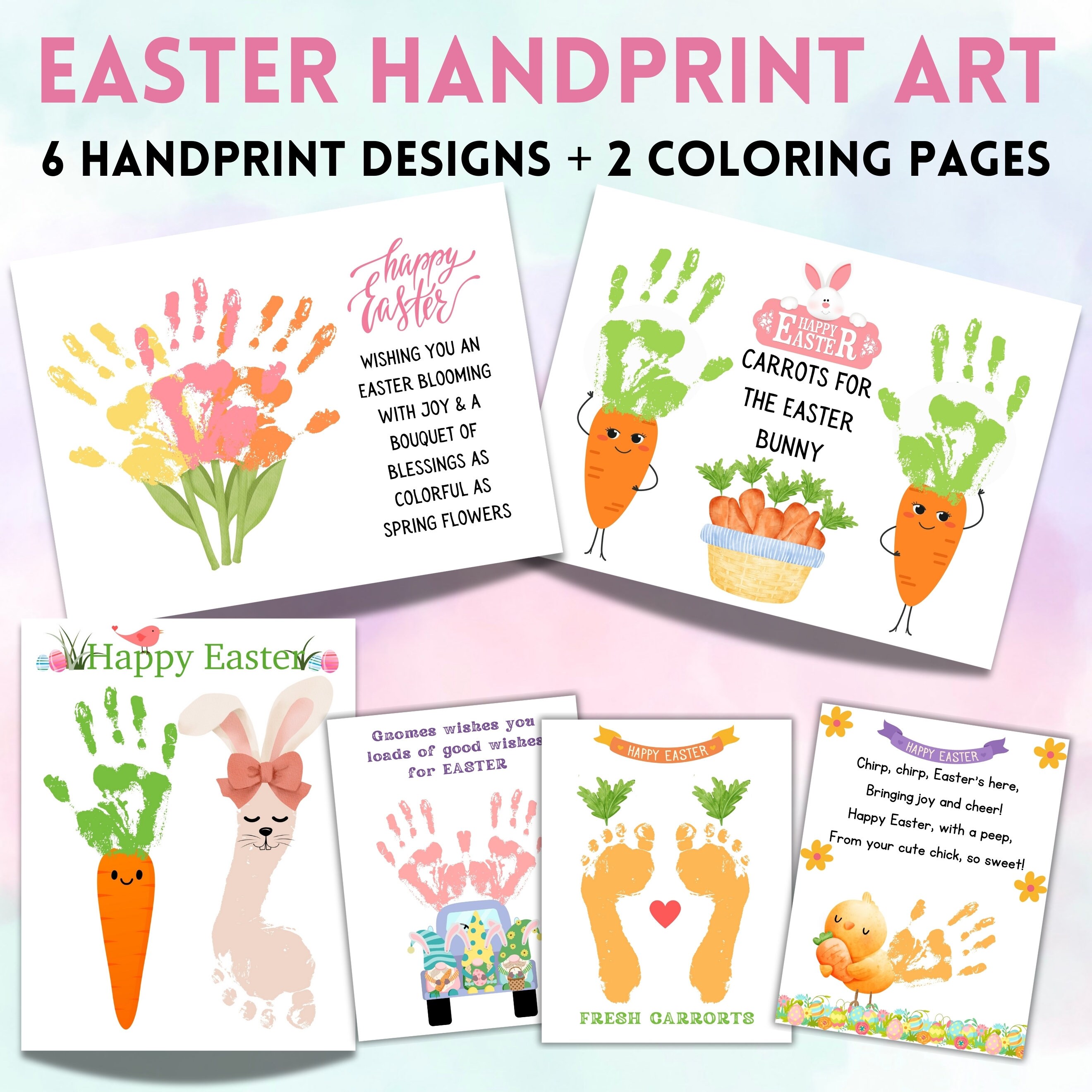 Happy Easter Handprint Footprint Art Craft Bundle, Easter Craft for ...