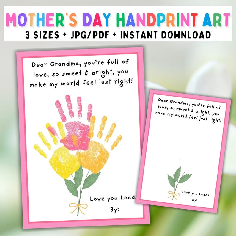 Grandma Handprint Poem PRINTABLE, Mother’s Day Gift From Kids, Toddler ...