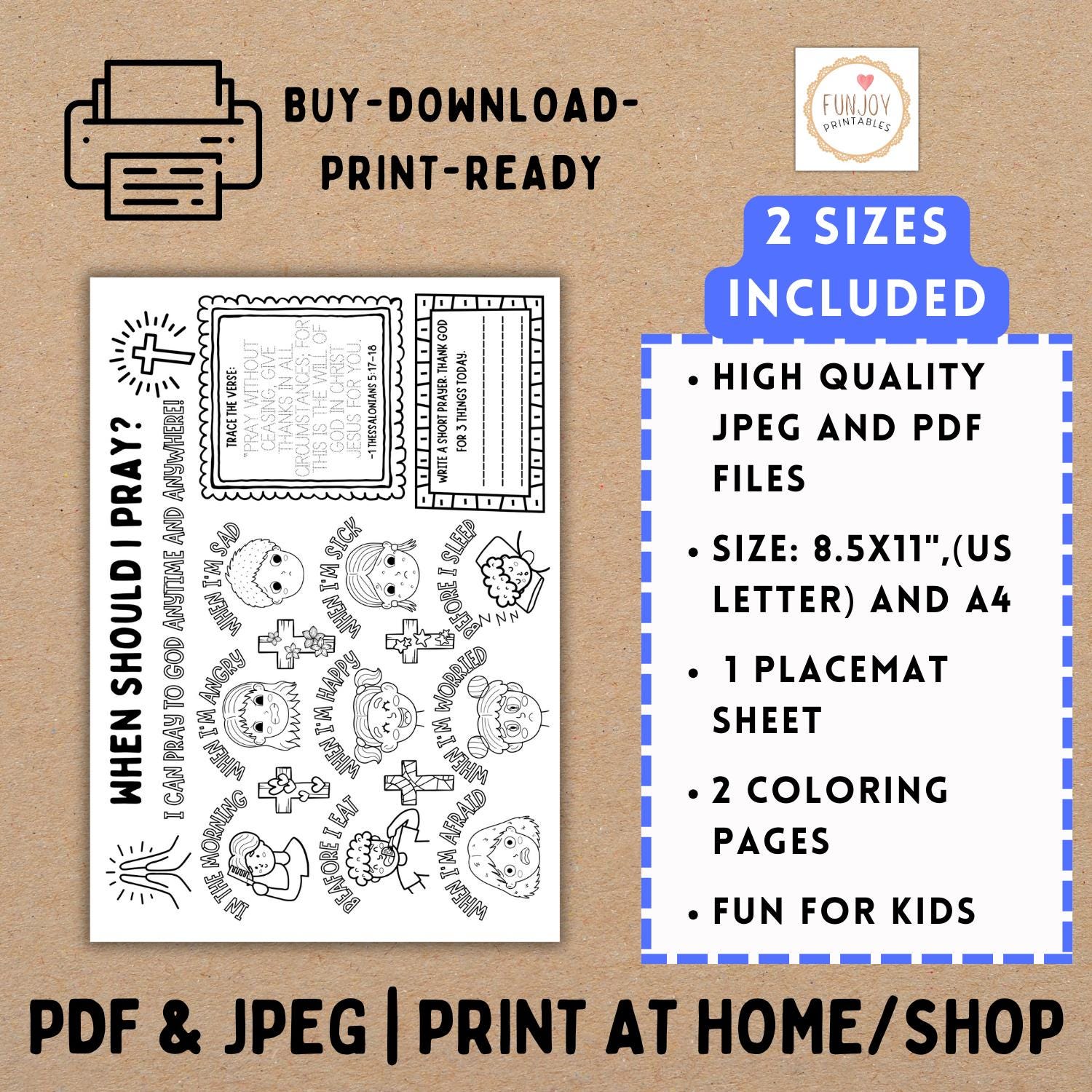 Prayer Bible Lesson Activity Sheet for Kids, When Should I Pray, Sunday ...
