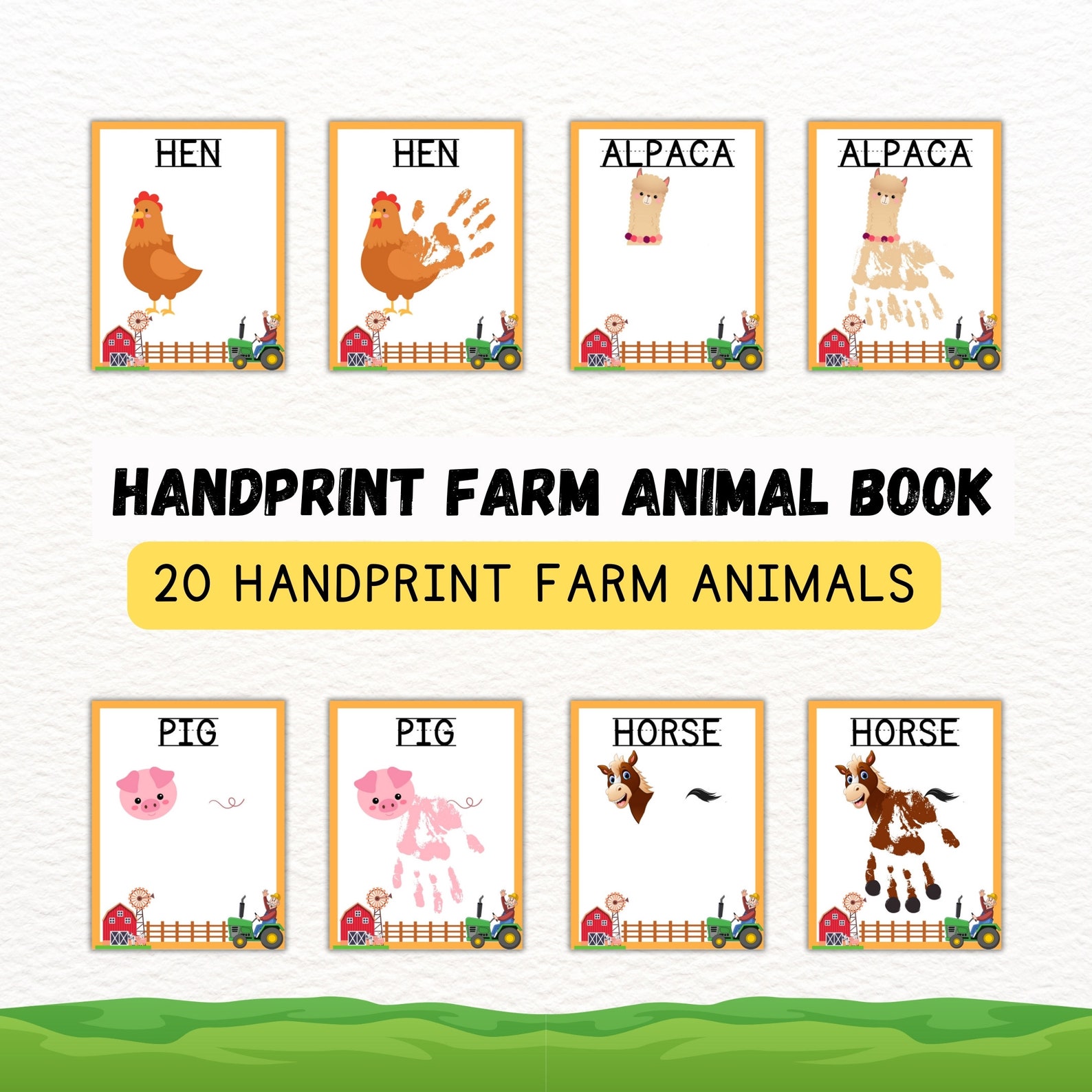 FARM ANIMALS Handprint Book, Printable Handprint Art, Toddler Child ...