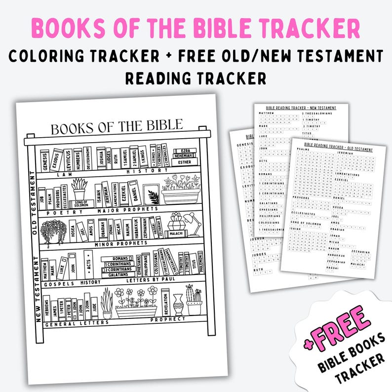 Bible Reading Tracker With Books of the Bible, Bible Study, Old ...
