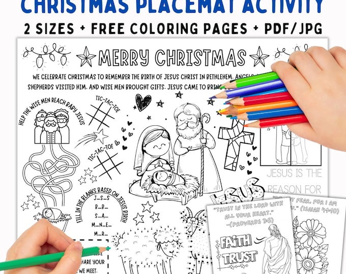 Happy Birthday Jesus Placemat + Nativity Scene Coloring Page, Sunday ...