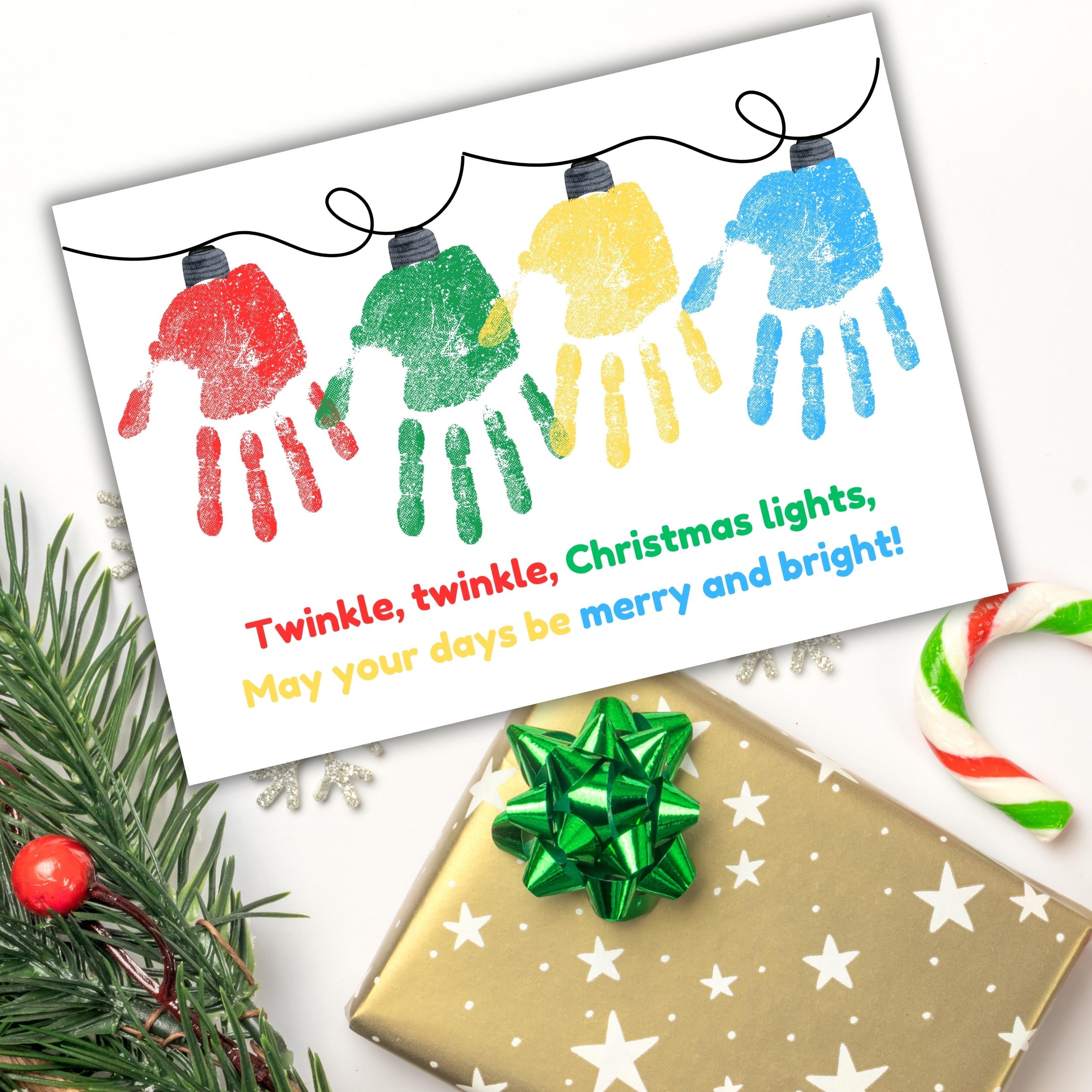 Handprint Christmas Lights, Christmas Handprint Art Crafts Template ...