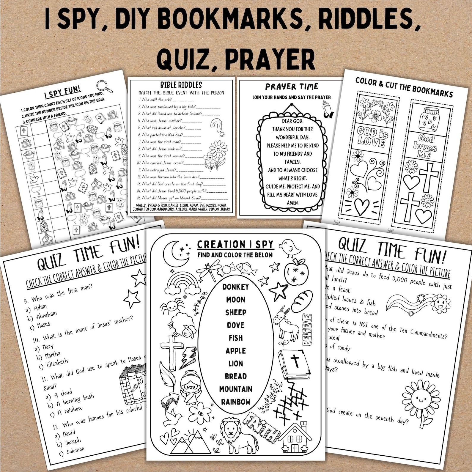 PRINTABLE Sunday School Activity BUNDLE, Sunday School Craft, Church ...