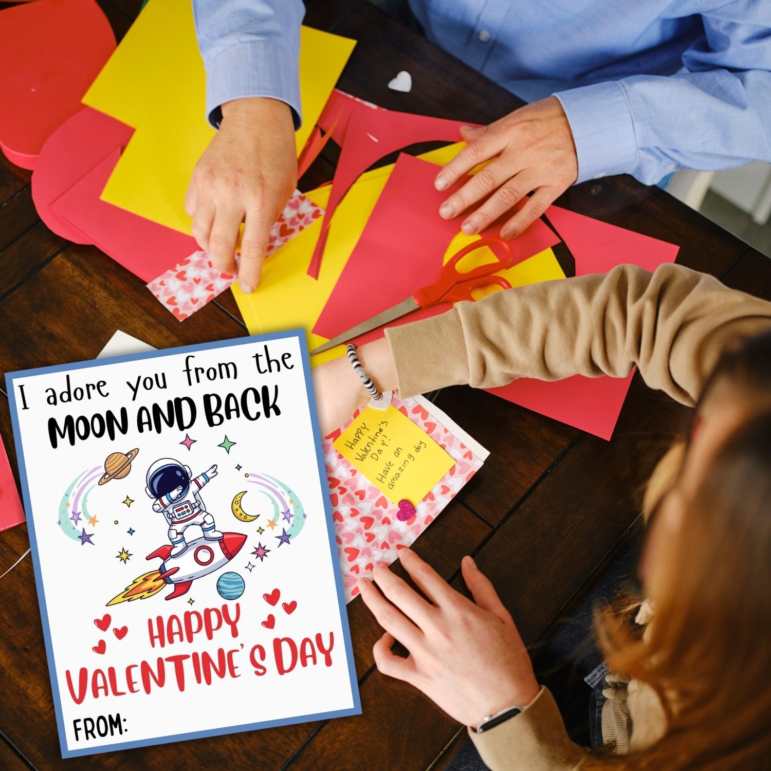 Space Valentine Cards for Kids, Printable Classroom Valentines, Space ...