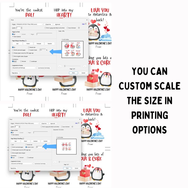 EDITABLE PRINTABLE Penguin Valentine Cards, Classroom Valentines Day ...