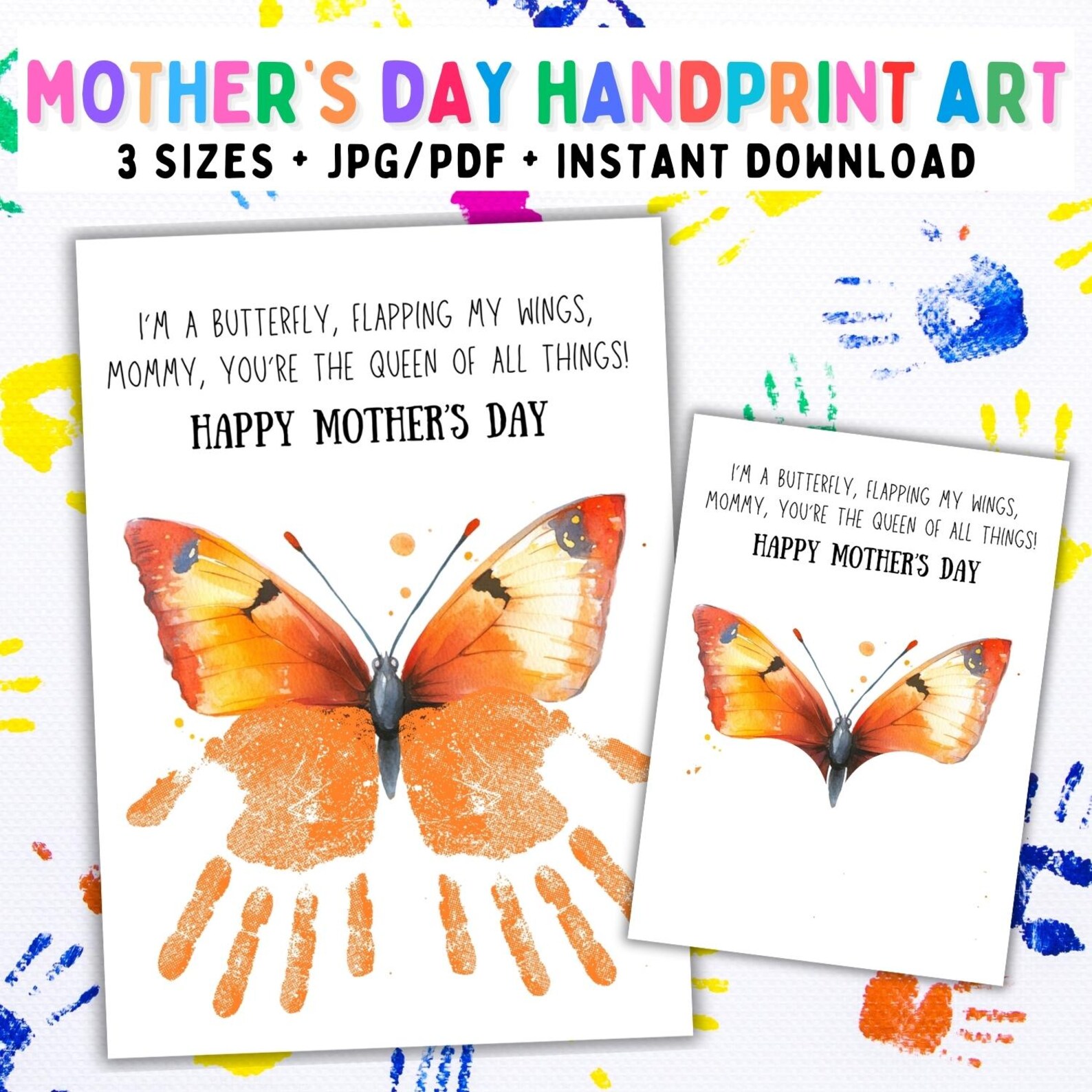 Mothers Day Poem Handprint Craft, Fluttering by to Wish You a Happy ...