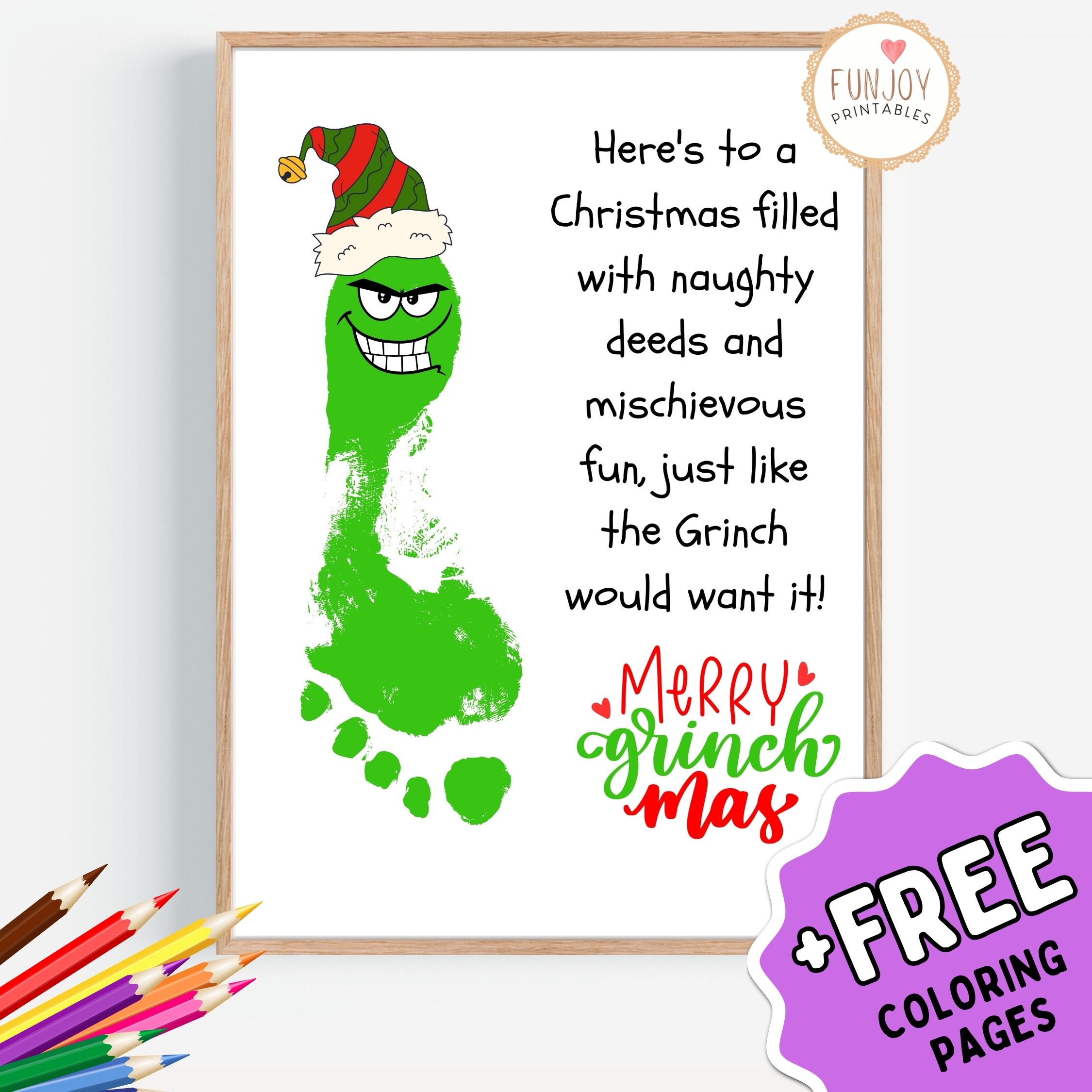 Christmas Handprint Art for Kids, Grinch Handprint Craft Keepsake ...