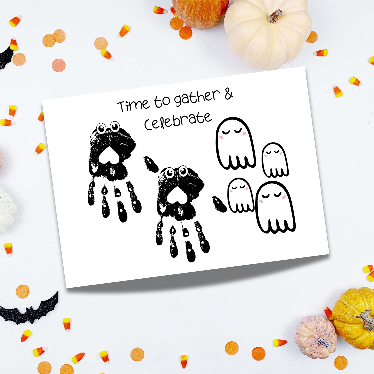 Kids Halloween Handprint Activity, Handprint Art Craft, Halloween Ghost ...
