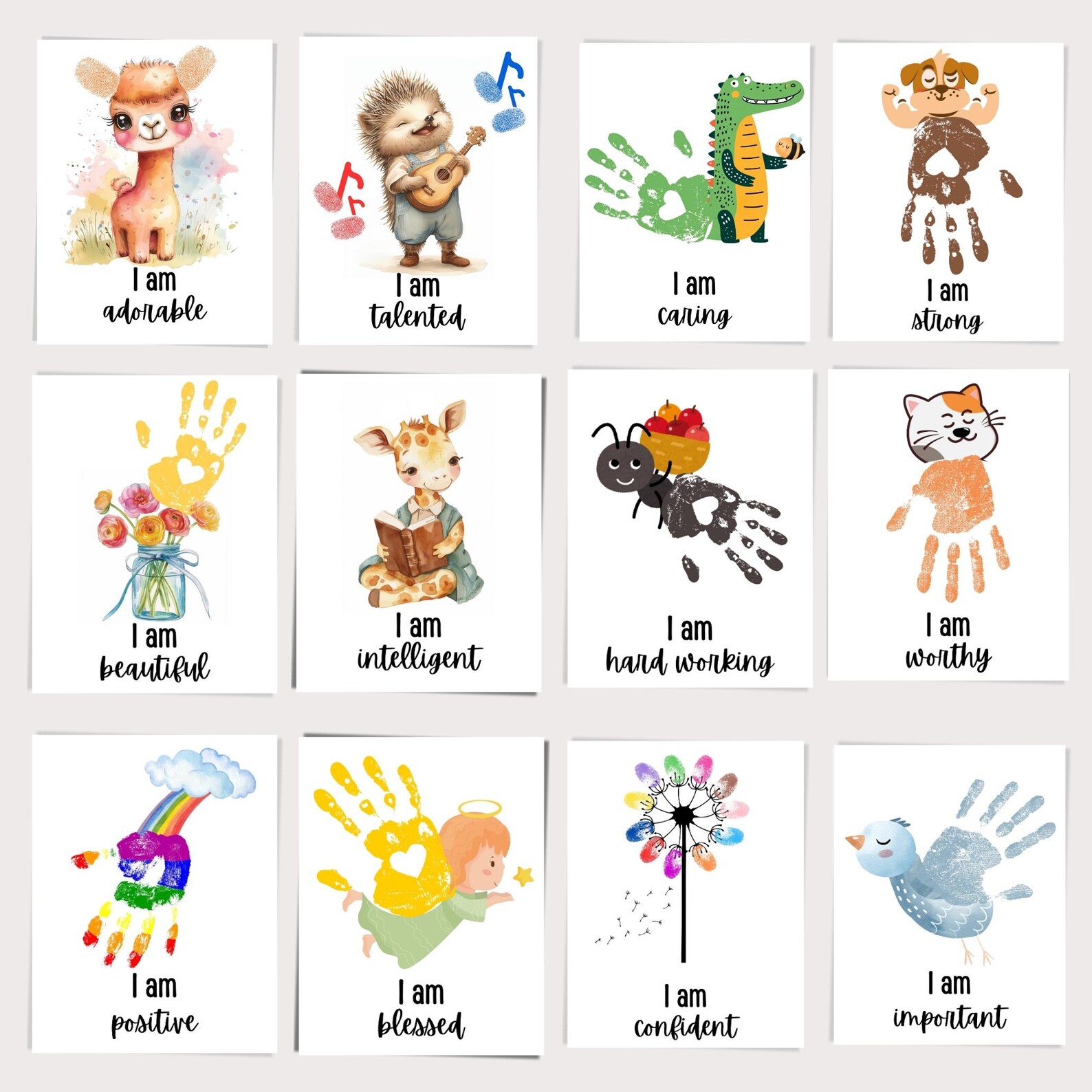 40 Affirmation Inspirational Handprint Craft BUNDLE, Affirmation ...