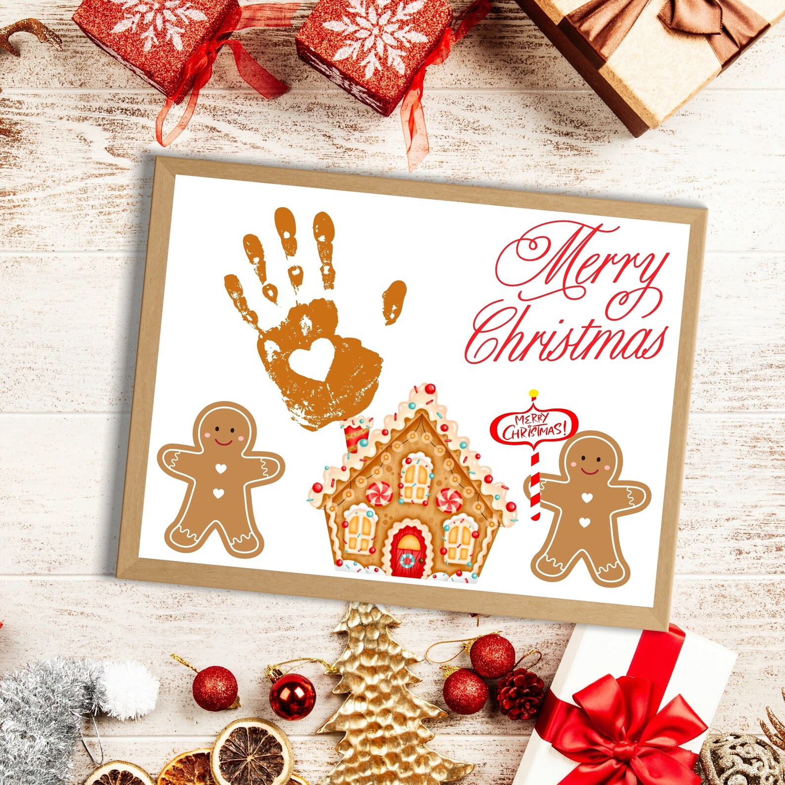 Christmas Handprint Art Gingerbread House Craft, Christmas Handprint ...