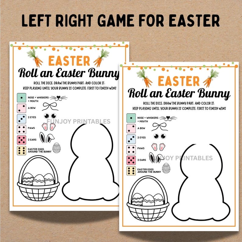 Roll a Bunny Easter Dice Game Printable, Easter Classroom Party ...