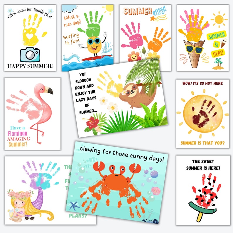 Summer Handprint Art, Summer Handprint Activity for Kids, Summer Crafts ...