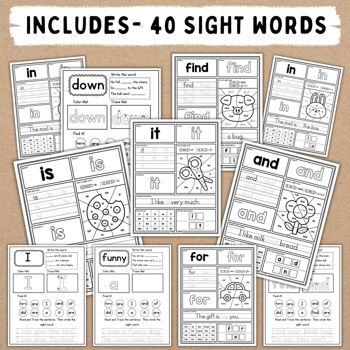 Printable Sight Words Worksheets for Kids, Sight Words Workbook ...