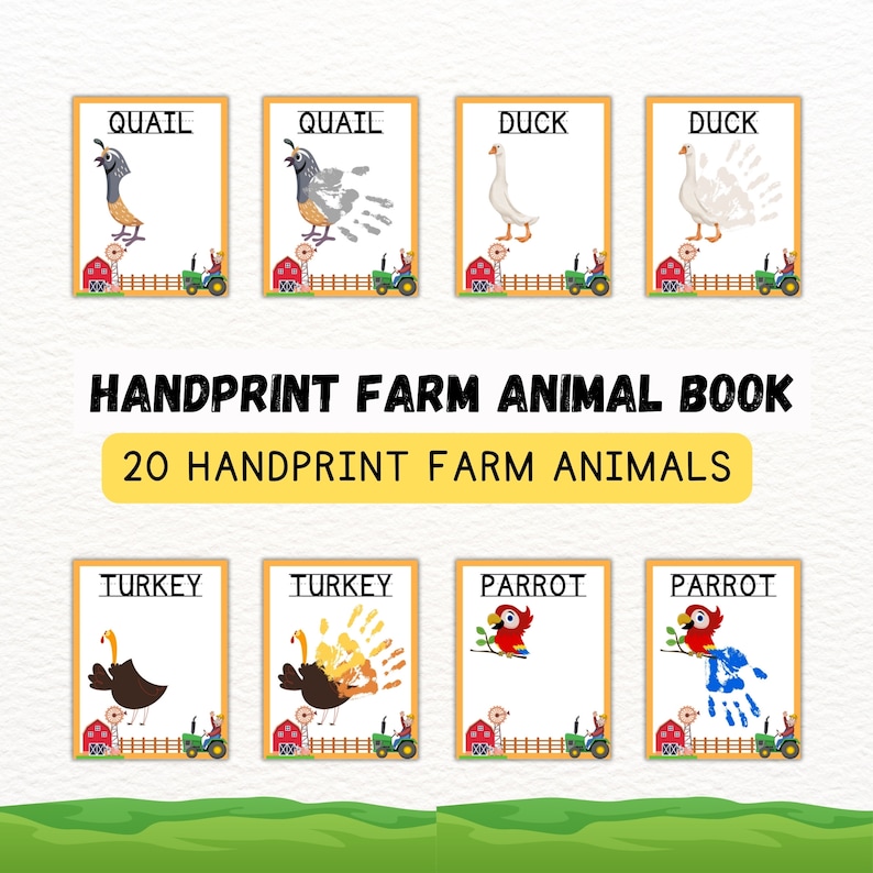 FARM ANIMALS Handprint Book, Printable Handprint Art, Toddler Child ...
