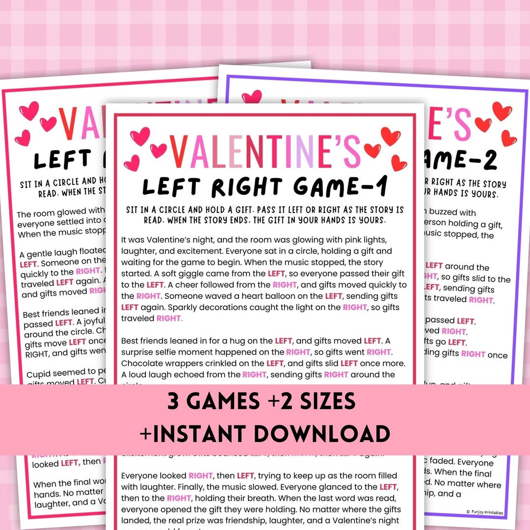Valentines Day Left Right Game: Fun Party Activity (digital Download ...