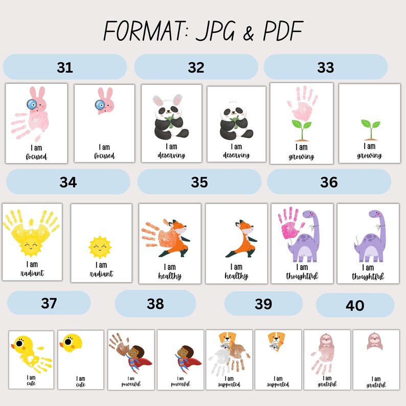 40 Affirmation Inspirational Handprint Craft BUNDLE, Affirmation ...