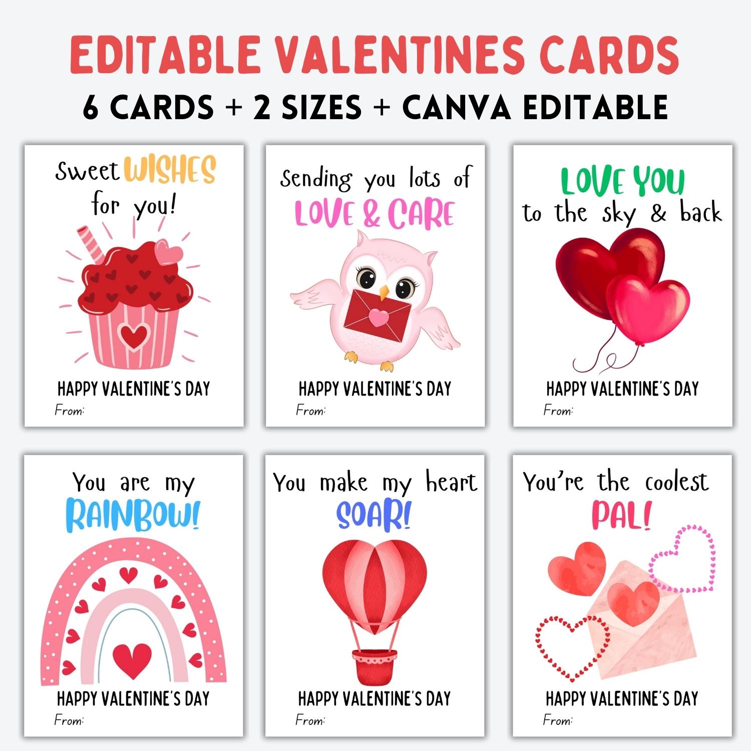 EDITABLE Cute Valentine Cards, Classroom Valentines Day Cards Boys ...