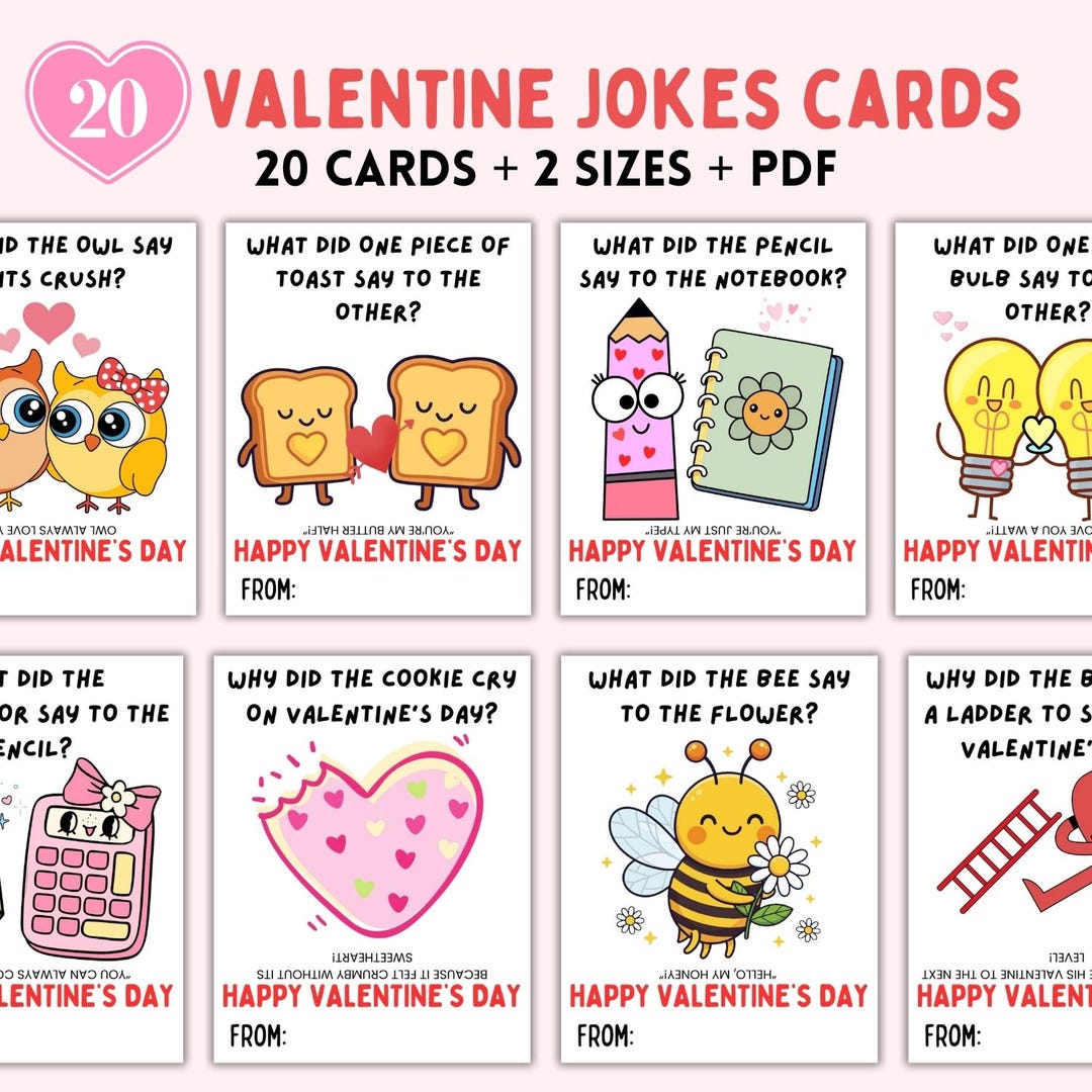 Valentine's Day Joke Cards for Kids, Classroom Exchange (instant ...