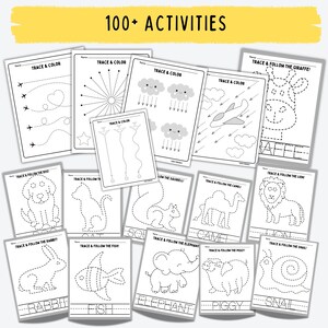 Preschool Line Tracing Worksheets Bundle, Lines Tracing Practice Page ...
