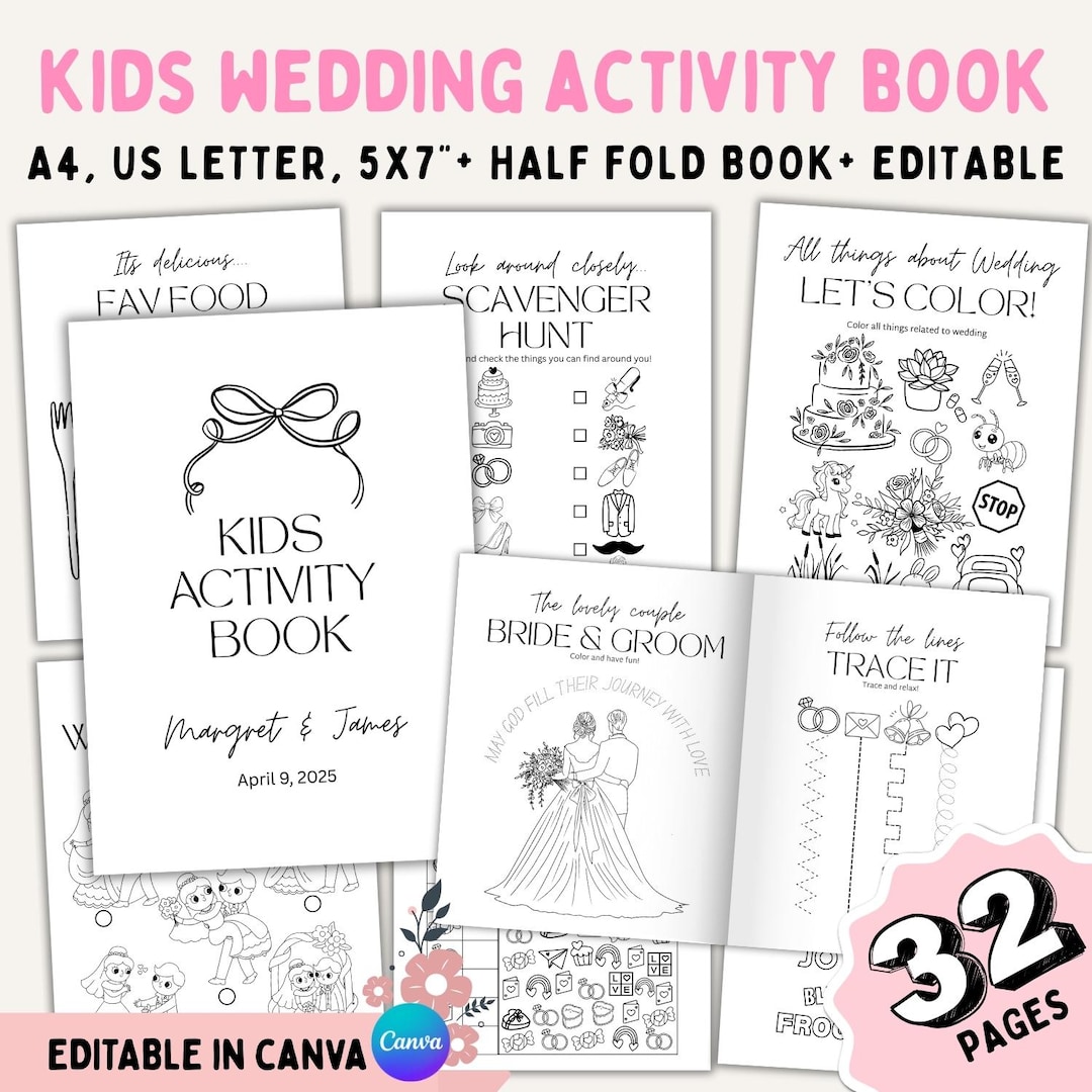 EDITABLE Kid Wedding Activity BUNDLE Wedding Coloring Book Wedding ...