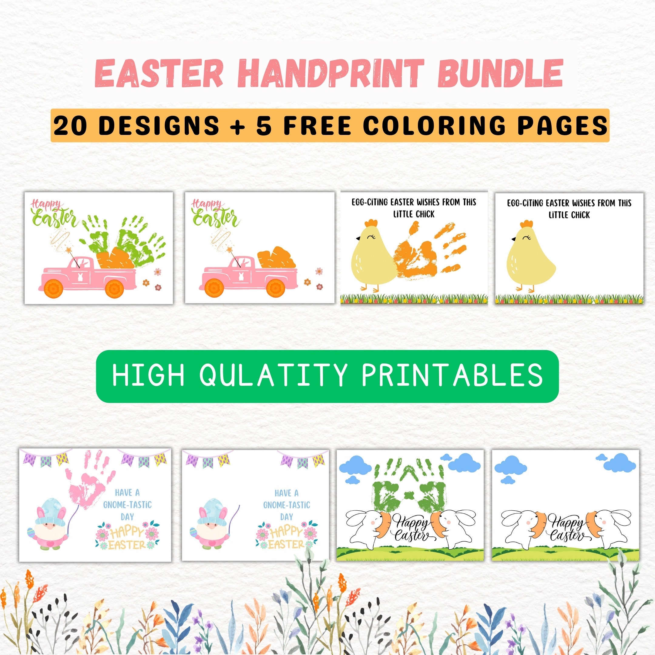 Easter Handprint Art Craft BUNDLE, Easter Keepsake Art, Happy Easter ...
