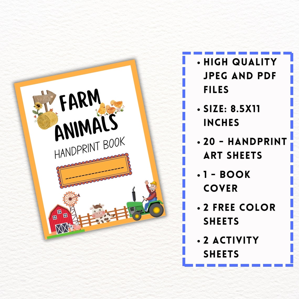 FARM ANIMALS Handprint Book, Printable Handprint Art, Toddler Child ...