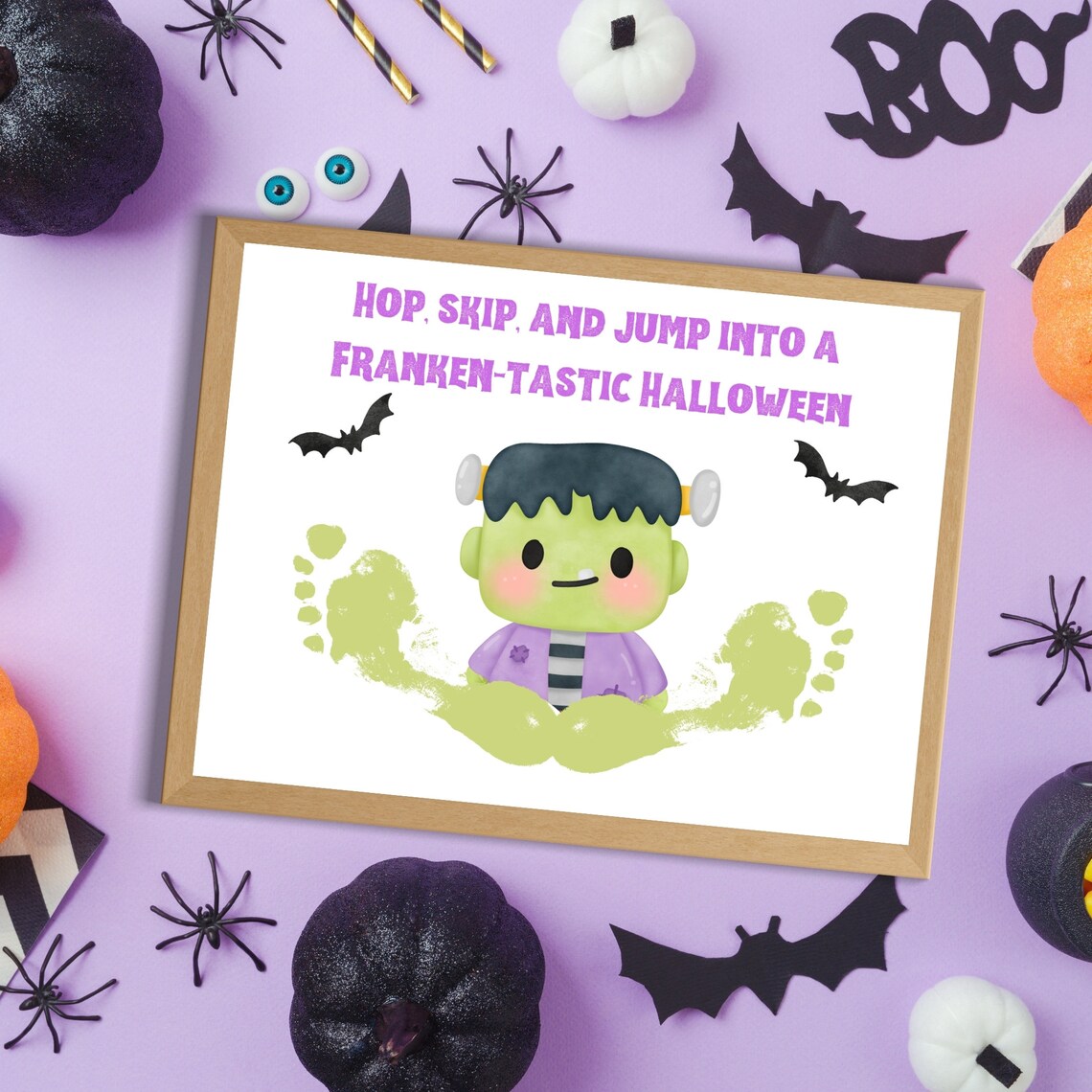 Halloween Footprint Craft, Handprint Craft for Kids, Halloween Activity ...