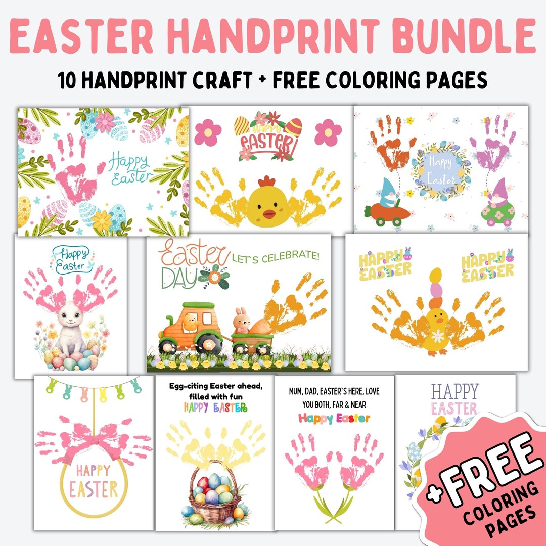 Easter Craft Handprint Footprint Art Template BUNDLE, Easter Printable ...
