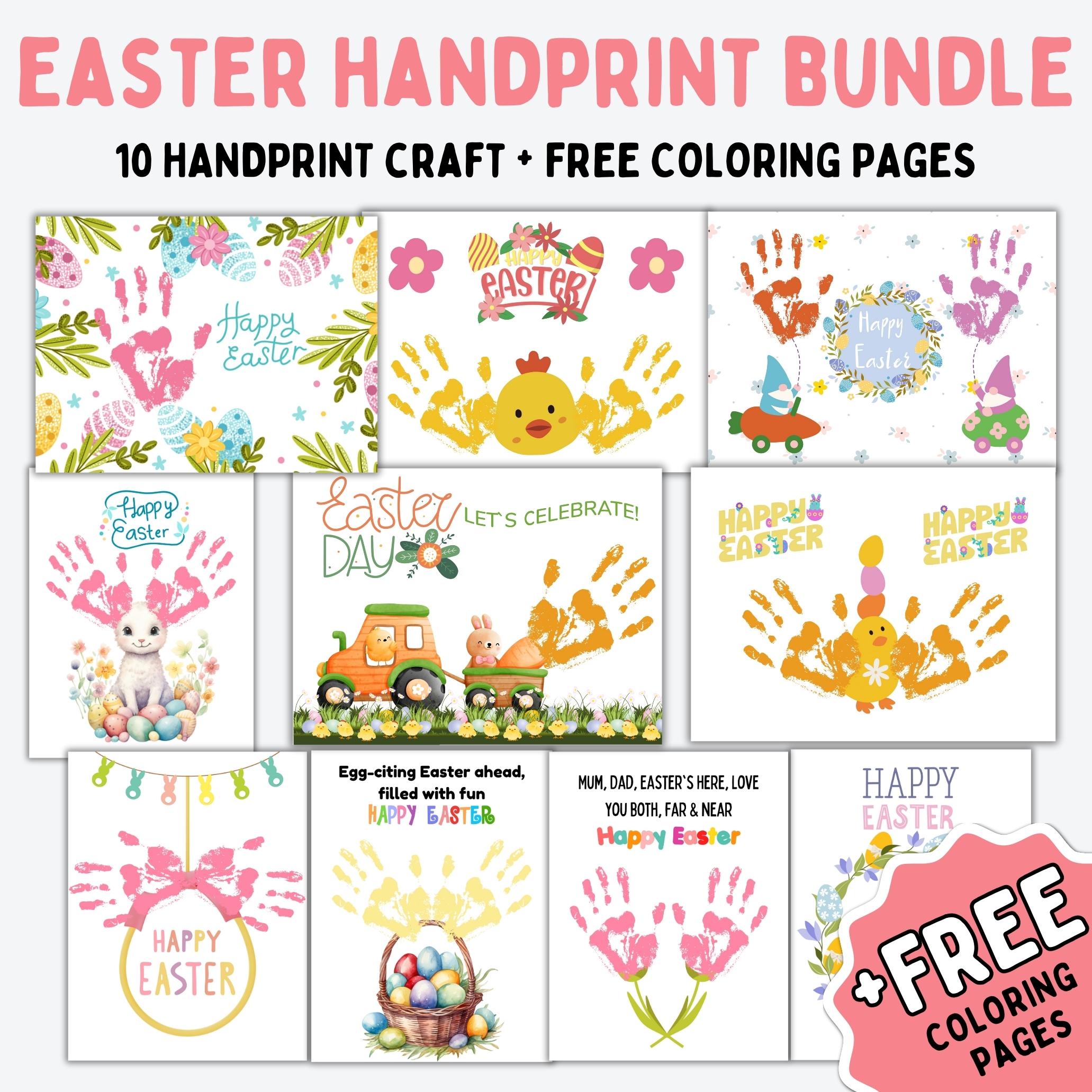 Easter Craft Handprint Footprint Art Template BUNDLE, Easter Printable ...