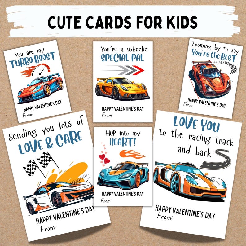 EDITABLE Cars Valentine Cards, Classroom Valentines Day Cards Boys ...