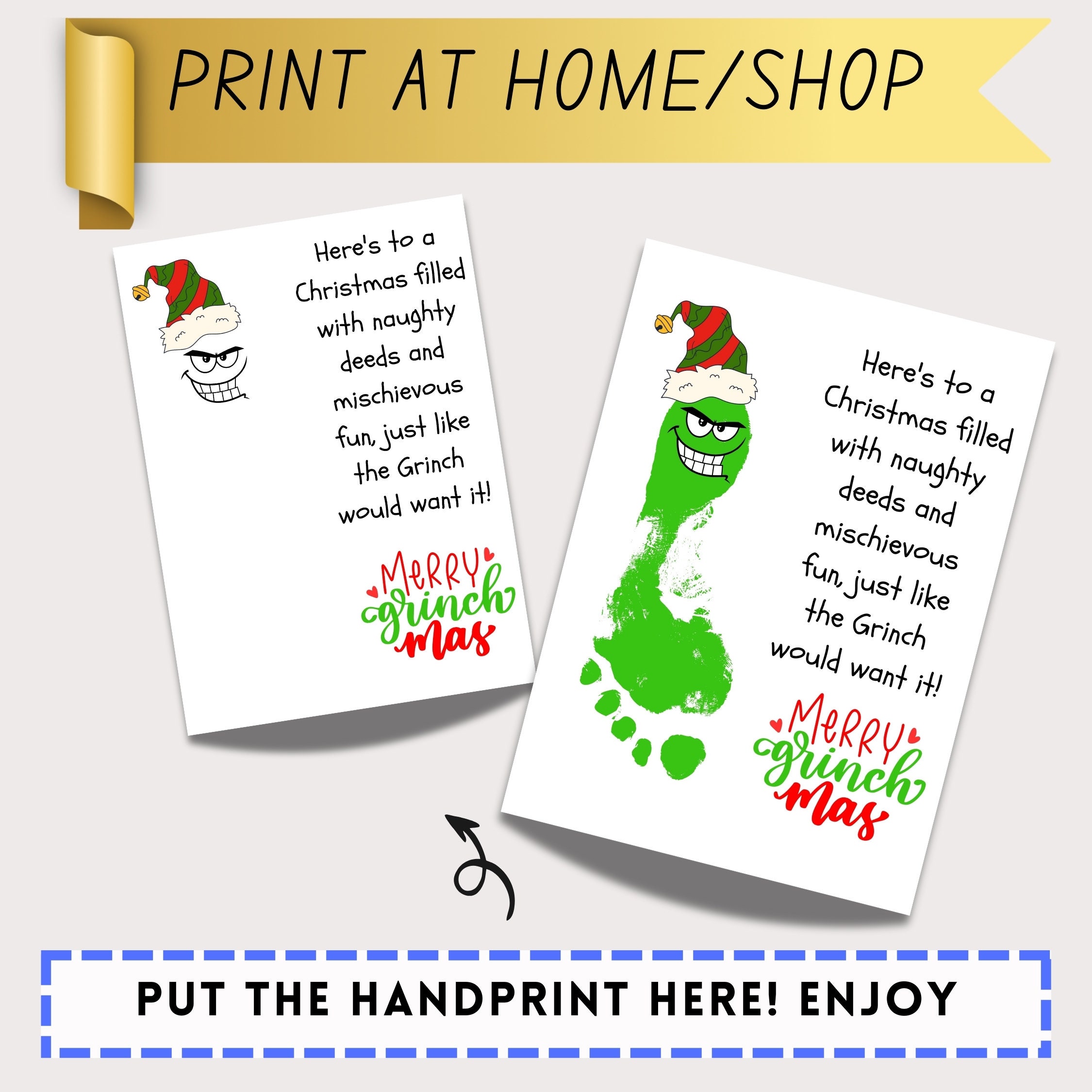 Christmas Handprint Art for Kids, Grinch Handprint Craft Keepsake ...
