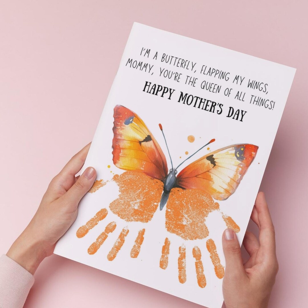 Mothers Day Poem Handprint Craft, Fluttering by to Wish You a Happy ...