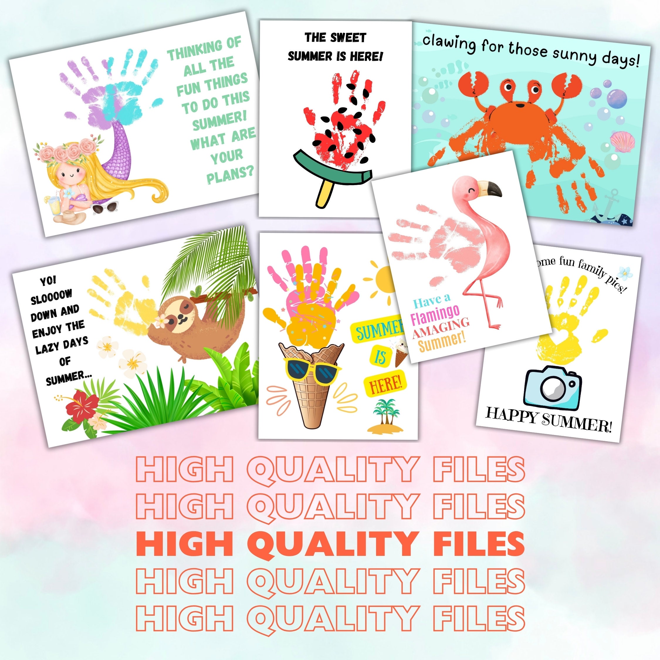 Summer Handprint Art, Summer Handprint Activity for Kids, Summer Crafts ...