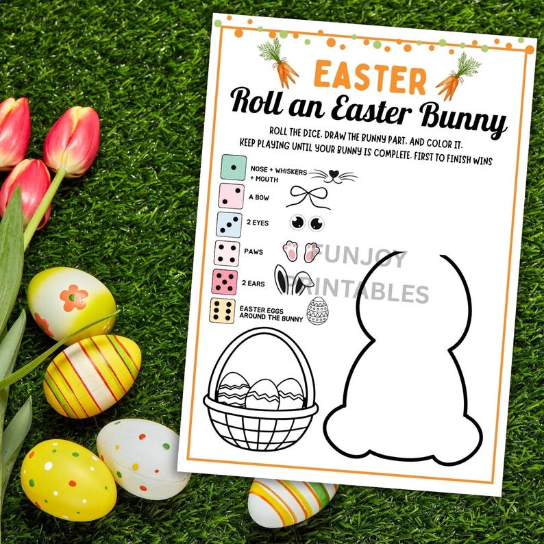 Roll a Bunny Easter Dice Game Printable, Easter Classroom Party ...