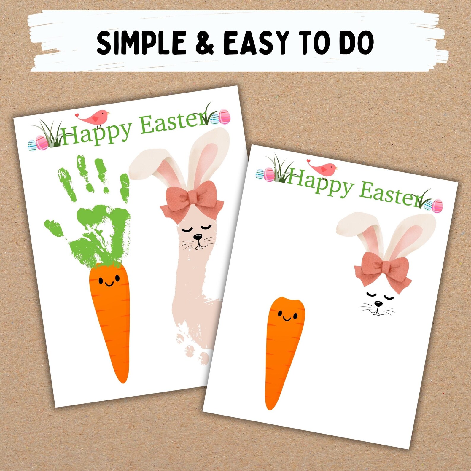 Happy Easter Handprint Footprint Art Craft Bundle, Easter Craft for ...