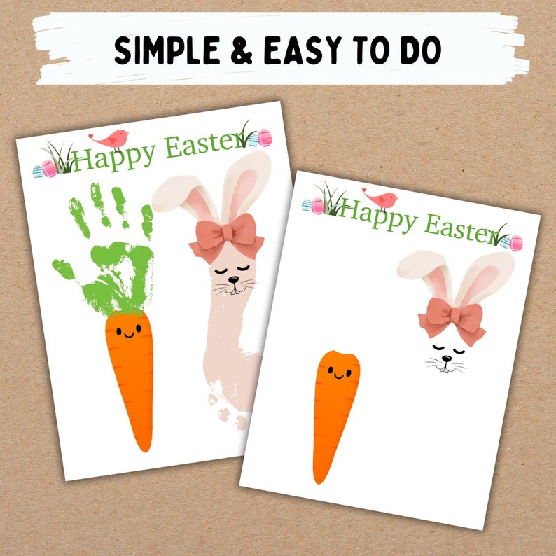 Happy Easter Handprint Footprint Art Craft Bundle, Easter Craft for ...