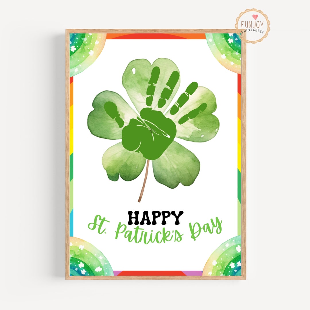 Happy St Patricks Day Clover Handprint Art, Printable St Patrick's ...