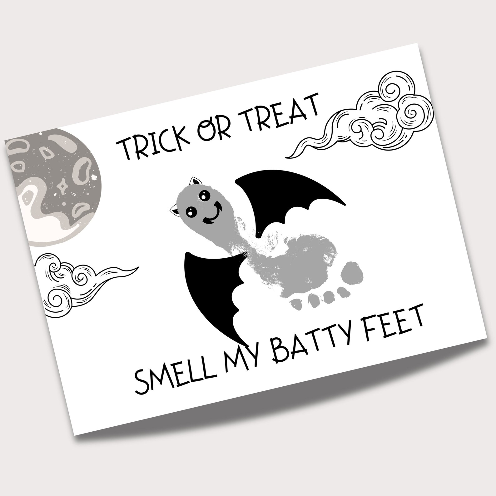 Halloween Bat Footprint Activity, Bat Footprint Art Craft, Halloween ...