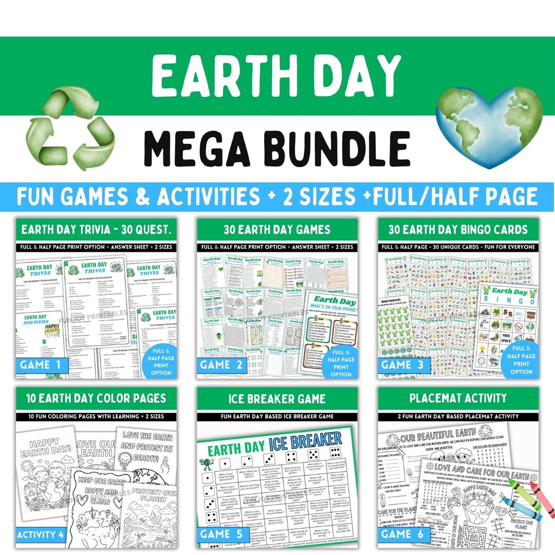 Earth Day Mega Game BUNDLE: Trivia, Games, Bingo, Challenges, Ice ...