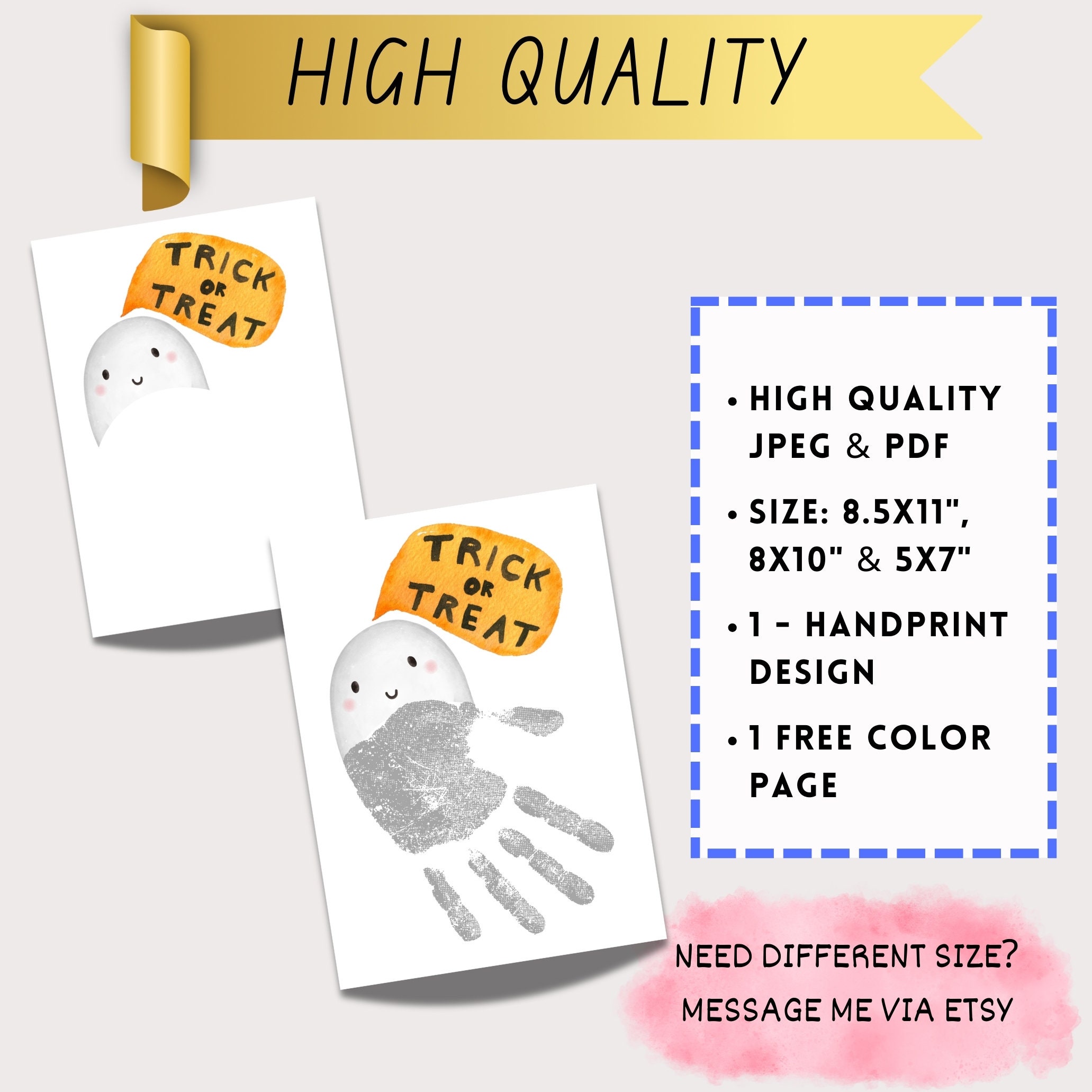 Halloween Handprint for Kids, Friendly Ghost Handprint Craft, Cute ...