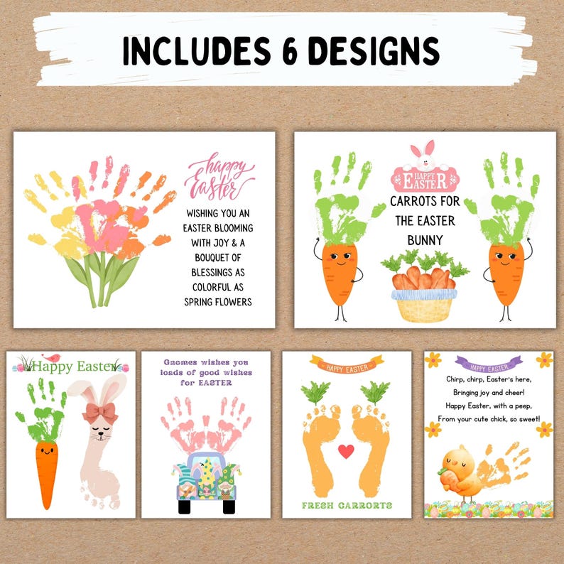 Happy Easter Handprint Footprint Art Craft Bundle, Easter Craft for ...