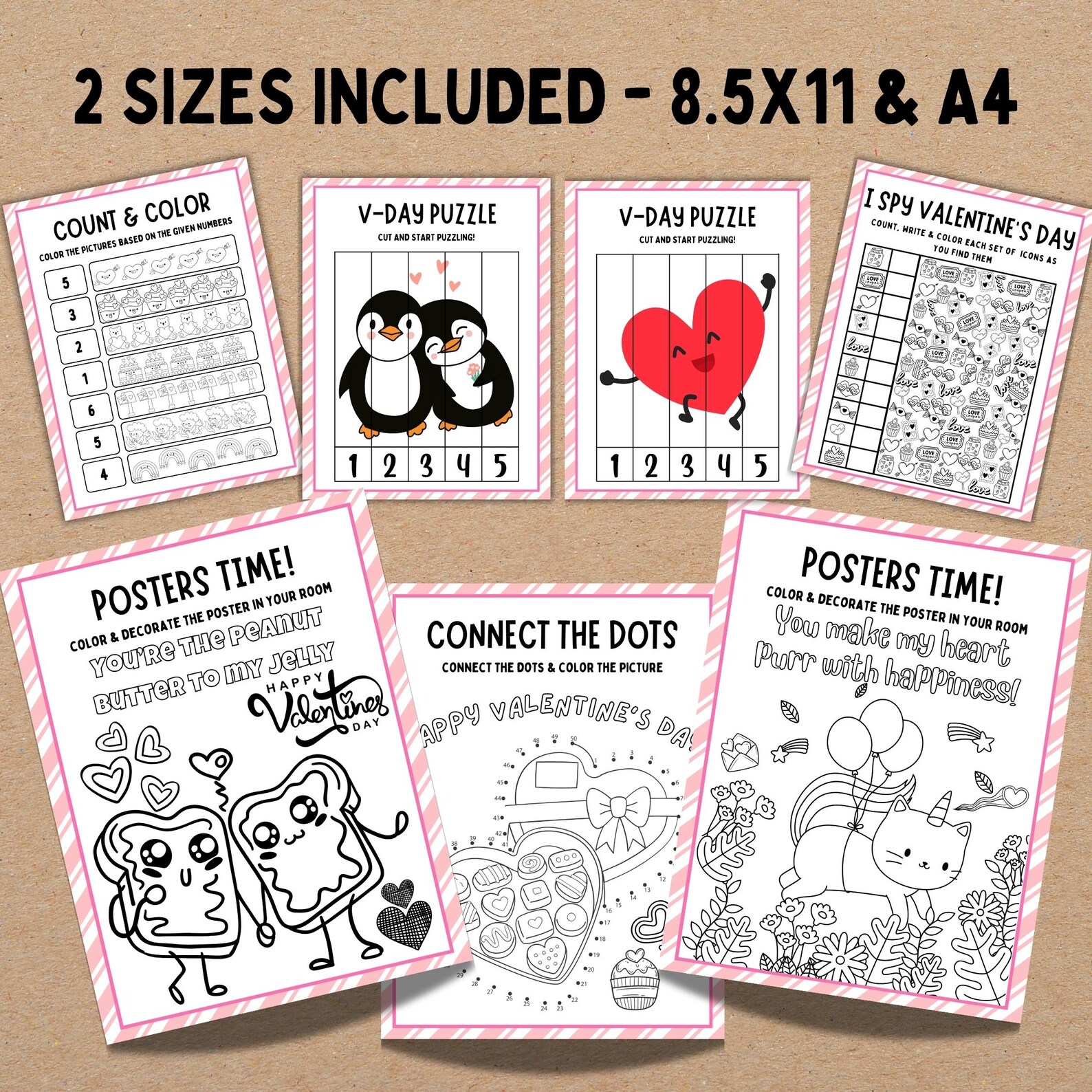 Printable Valentine's Day Kids Activities, Valentine's Day BUNDLE ...