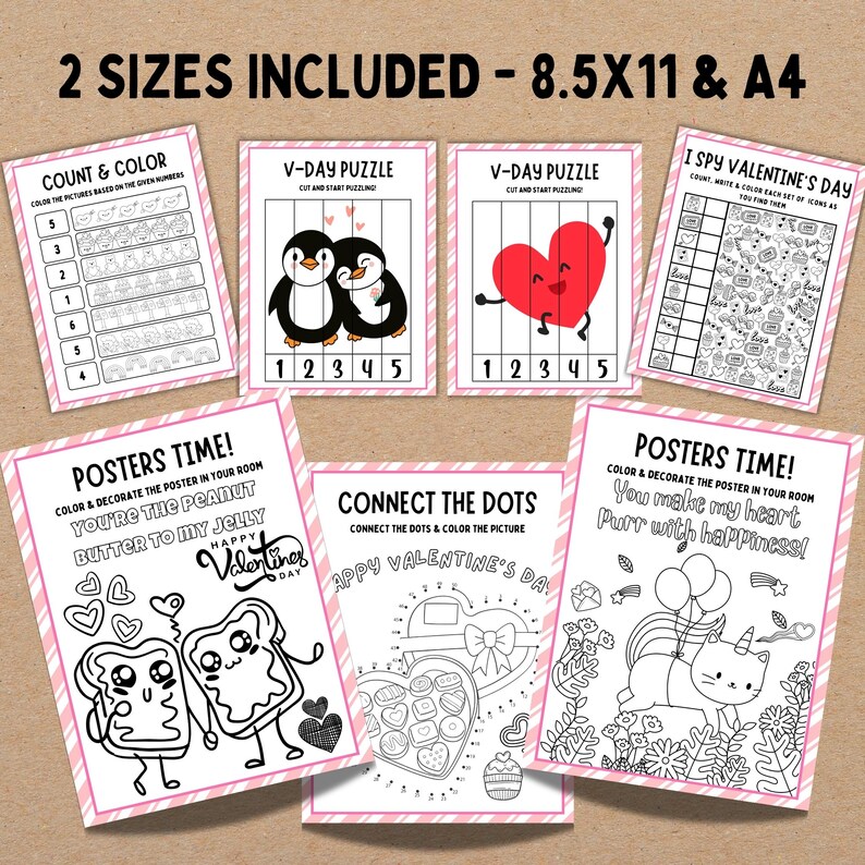 Printable Valentine's Day Kids Activities, Valentine's Day BUNDLE ...